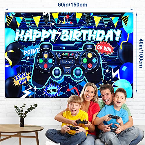 Winrayk Video Game Party Decorations Birthday Supplies Game Balloons Garland Arch kit Backdrop Game On Tablecloth Star Gamepad Foil Balloon Boy Girl Kids Teen Gamer Birthday Party Decorations Supplies