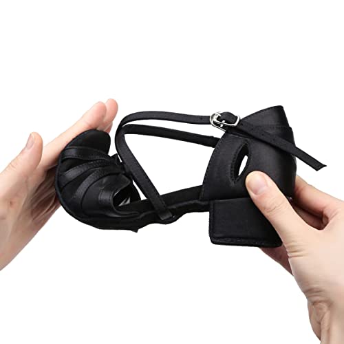 Low Heel Ballroom Latin Salsa Dance Shoes Women Practice Dancing Sandals for Social Beginner 1.5" Heel LX02 (8.5, Black-1.5 Inch Heel)