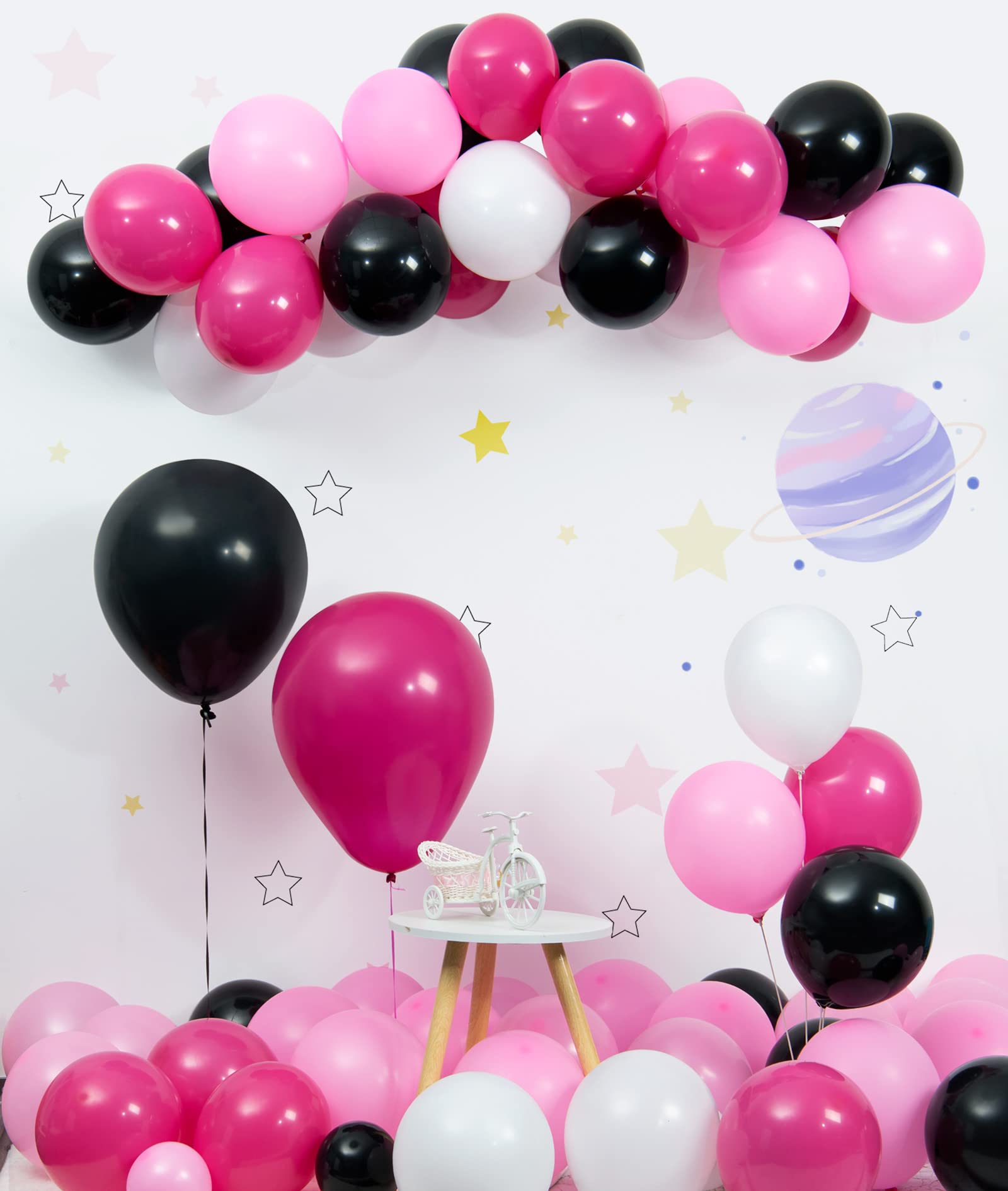 Ponamfo Pink Balloon Arch Kit - 120Pcs 18"+12"+10"+5" Hot Pink Mette Balloons Garland Kit Different Size as Birthday Party Balloons Gender Reveal Balloons Baby Shower Balloons Wedding