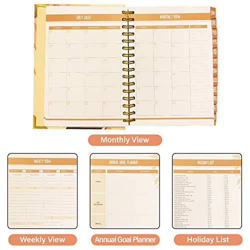 The Level Up Planner 2022-2023 Academic Year Monthly & Weekly Planner With Holiday List And To-Do-list Personal Goal Setter Diary With Golden Metallic Corners-14.8x21 cm