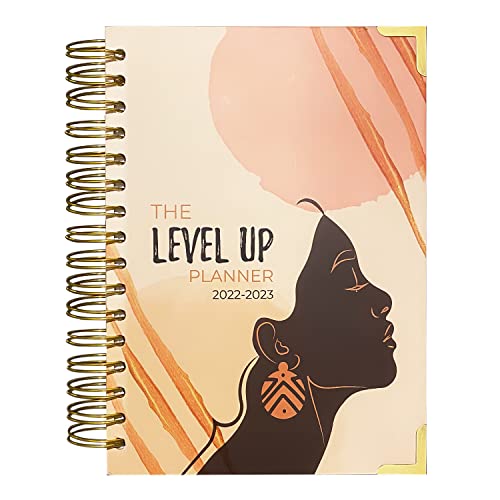 The Level Up Planner 2022-2023 Academic Year Monthly & Weekly Planner With Holiday List And To-Do-list Personal Goal Setter Diary With Golden Metallic Corners-14.8x21 cm