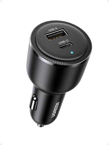 UGREEN 63W USB C Car Charger Adapter, PPS 45W Super Fast Charging 2.0 Type C Car Charger Cargador para Carro, Dual USB Car Charger for iPhone 15/14/13/12, Galaxy S24/S23/S22/Series, iPad, MacBook