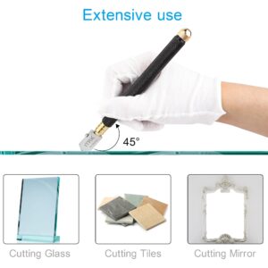 Glass Cutter 2mm-20mm, Upgrade Glass Cutting Tool with Glass Cutting Oil, Pencil Style Oil Feed Carbide Tip Glass Cutter for Mirror/Tiles/Mosaic.