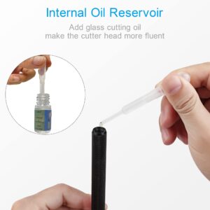 Glass Cutter 2mm-20mm, Upgrade Glass Cutting Tool with Glass Cutting Oil, Pencil Style Oil Feed Carbide Tip Glass Cutter for Mirror/Tiles/Mosaic.