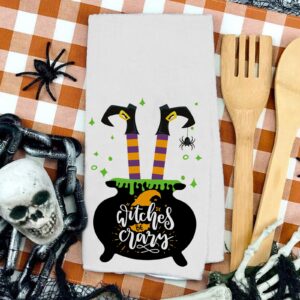 AnyDesign Halloween Kitchen Towel White Black Hocus Pocus Tea Towel 18 x 28 Inch Witches Theme Hand Drying Cloth Washable Decorative Dishcloth for Home Kitchen Bathroom Cooking, 4 Pack