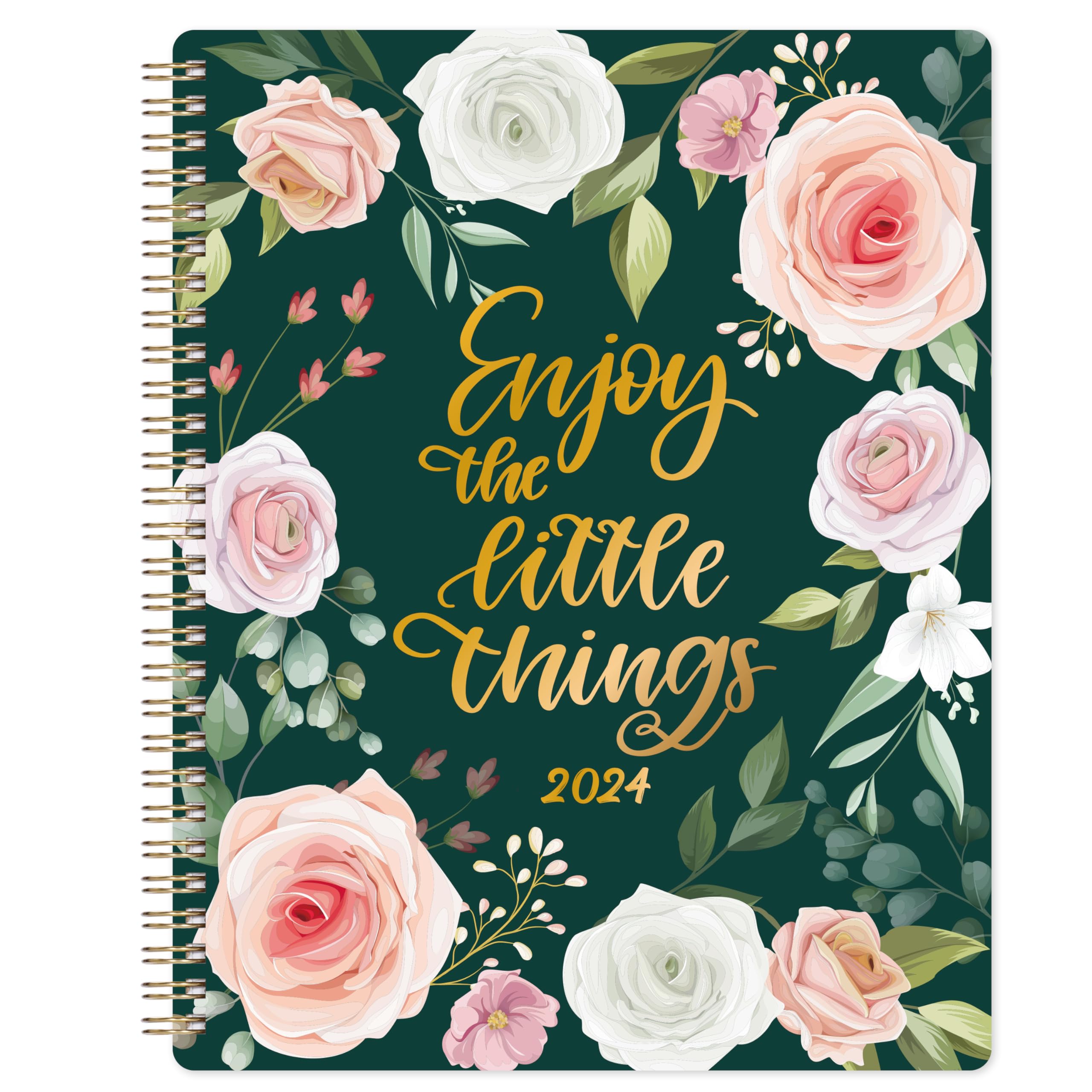 2024 Planner - Planner/Calendar 2024, Jan 2024 - Dec 2024, 2024 Planner Weekly and Monthly with Tabs, 8" x 10", Flexible Cover + Thick Paper + Twin-Wire Binding, Perfect Daily Organizer - Floral