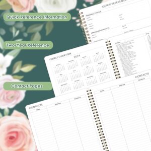 2024 Planner - Planner/Calendar 2024, Jan 2024 - Dec 2024, 2024 Planner Weekly and Monthly with Tabs, 8" x 10", Flexible Cover + Thick Paper + Twin-Wire Binding, Perfect Daily Organizer - Floral