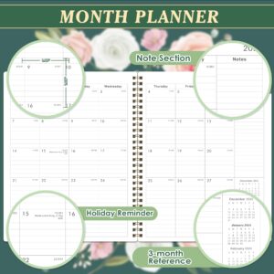 2024 Planner - Planner/Calendar 2024, Jan 2024 - Dec 2024, 2024 Planner Weekly and Monthly with Tabs, 8" x 10", Flexible Cover + Thick Paper + Twin-Wire Binding, Perfect Daily Organizer - Floral