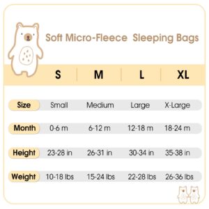 PHF Soft Micro-Fleece Baby Sleep Sack, 6-12 Months Warm Baby Wearable Blanket, 2-Way Zipper Sleeping Bags, 2 Pack Comfy Toddler Sleeping Sack for Baby Boys Girls, Medium Size, White&Grey