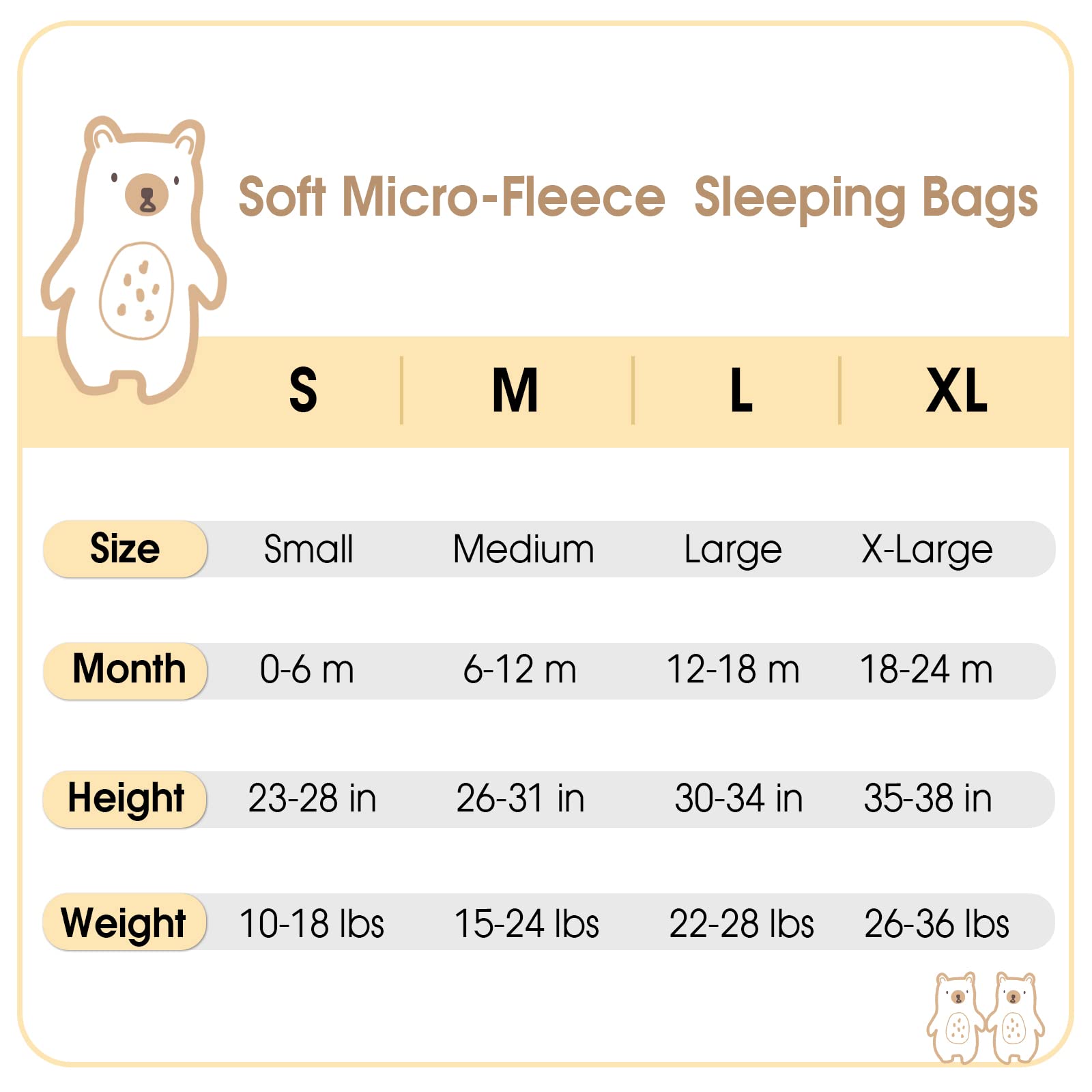 PHF Soft Micro-Fleece Baby Sleep Sack, 6-12 Months Warm Baby Wearable Blanket, 2-Way Zipper Sleeping Bags, 2 Pack Comfy Toddler Sleeping Sack for Baby Boys Girls, Medium Size, White&Grey