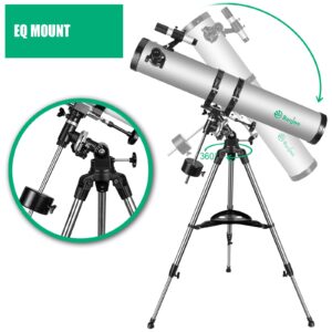 114EQ Telescope, 900mm Telescopes for Adults Astronomy with German Technology Equatorial, Fully- Coated Glass Optics Professional Newtonian Reflector Telescopes for Astronomy Beginners