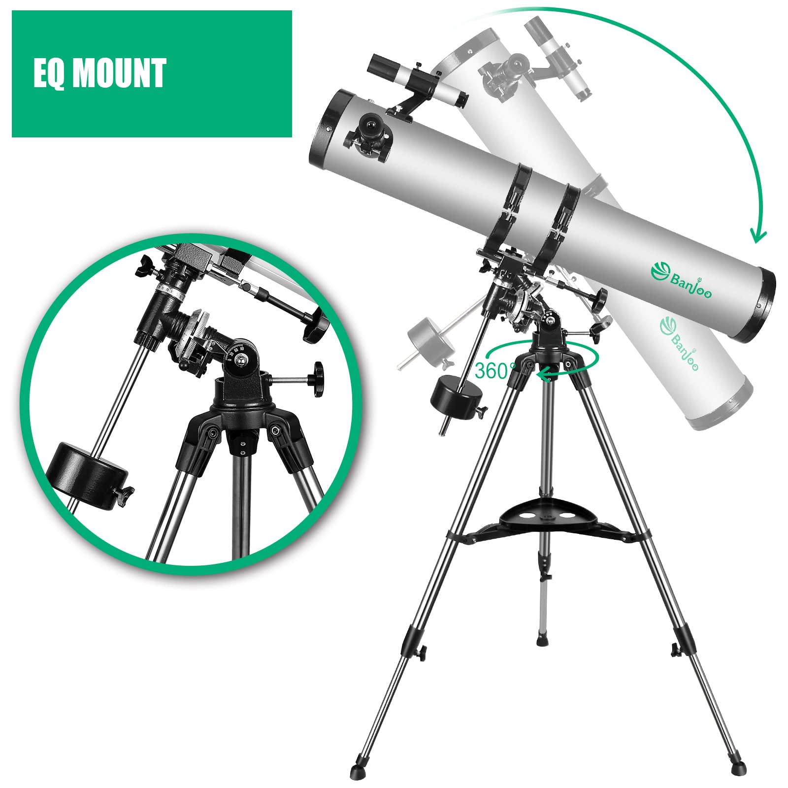 114EQ Telescope, 900mm Telescopes for Adults Astronomy with German Technology Equatorial, Fully- Coated Glass Optics Professional Newtonian Reflector Telescopes for Astronomy Beginners