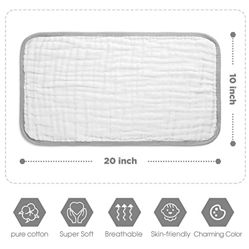 MUKIN Baby Burp Cloths Sets for Unisex Newborn Burping Clothes 6 Pack Bibs Rags for Boys and Girls (Grey)