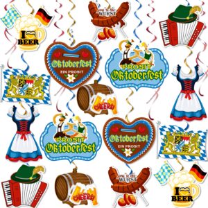 36pcs oktoberfest hanging swirls decorations, pre-assembled oktoberfest party decorations, oktoberfest party supplies german party decorations for bavarian beer oktoberfest decorations party cocomigo