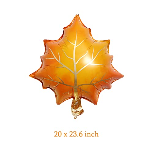 10Pcs Thanksgiving Balloons Decorations Orange Maple Leaf Foil Balloons Pumpkin Mylar Balloons for Fall Autumn Harvest Thanksgiving Themed Birthday Baby Shower Party Decorations Supplies