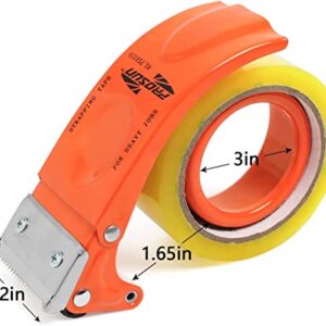 PROSUN 2 Pack Metal Packing Tape Dispenser Gun: 2-inch Wide Tape dispensers/3-Inch Inner Paper Core(2"Orange+2"White)