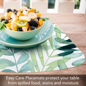 CounterArt Gossamer Palms 4 Pack Wedge Shaped Reversible Easy Care Flexible Plastic Placemats Made in The USA 17.75" x 11.25" Colorful, Reversible, Easily Wipes Clean