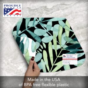 CounterArt Gossamer Palms 4 Pack Wedge Shaped Reversible Easy Care Flexible Plastic Placemats Made in The USA 17.75" x 11.25" Colorful, Reversible, Easily Wipes Clean