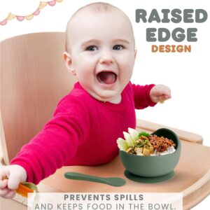 Xabono Baby Bowls With Suction BPA Free Suction Bowls For Toddlers Easy to Wash Suction Bowls For Baby And Silicone Baby Spoon Enjoyable Design Baby Suction Bowls First Food Baby Suction Plate Bowl