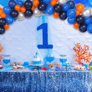 133 Pcs Space Balloons, Royal Navy Blue Orange Metallic Silver Latex Balloons, Outer Space Party Favors 5 10 Inch Balloon Arch Garland Kit Kids Outer Space Birthday Party Supplies