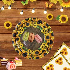 GOGOGPARTY Sunflower Birthday Party Supplies Decorations Serve 16 Guests Include Sunflower Paper Plates Napkins Tablecloth Backdrop Balloons for Sunflower Birthday Baby Shower Bridal Shower Wedding