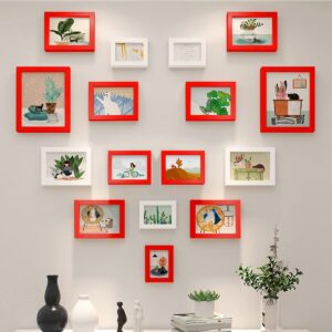 wyooxoo 8x10 Picture Frames Set of 2, Red Solid Wood Photo Frames Colorful Frame with HD Plexiglass For Tabletop Display or Wall (8" x 10" (2 Pack), Red)