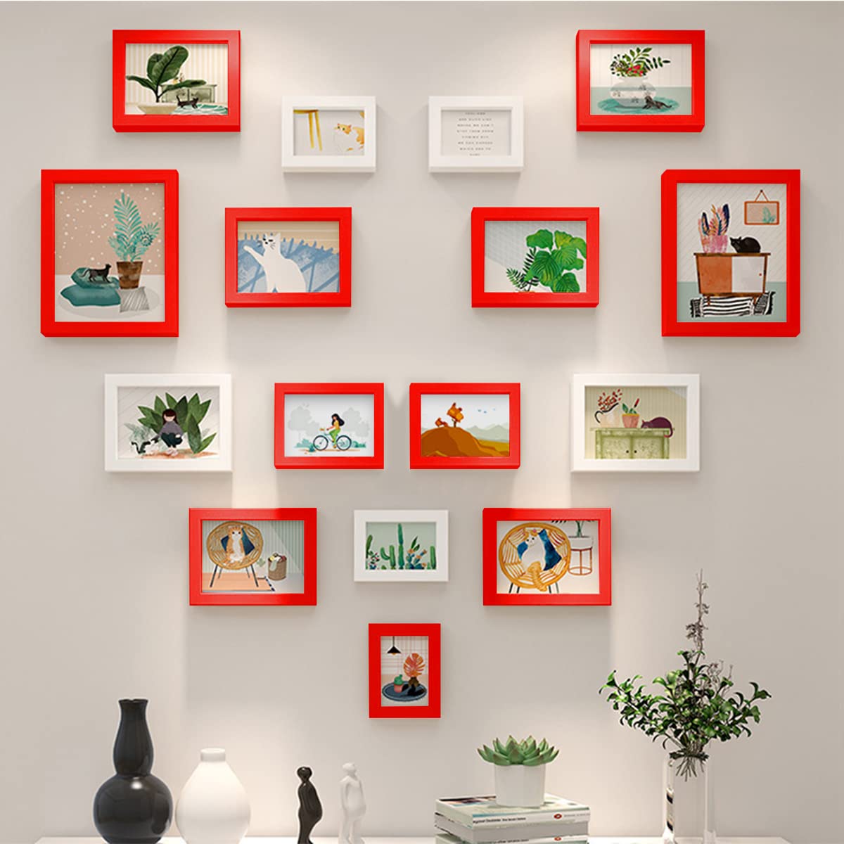 wyooxoo 8x10 Picture Frames Set of 2, Red Solid Wood Photo Frames Colorful Frame with HD Plexiglass For Tabletop Display or Wall (8" x 10" (2 Pack), Red)