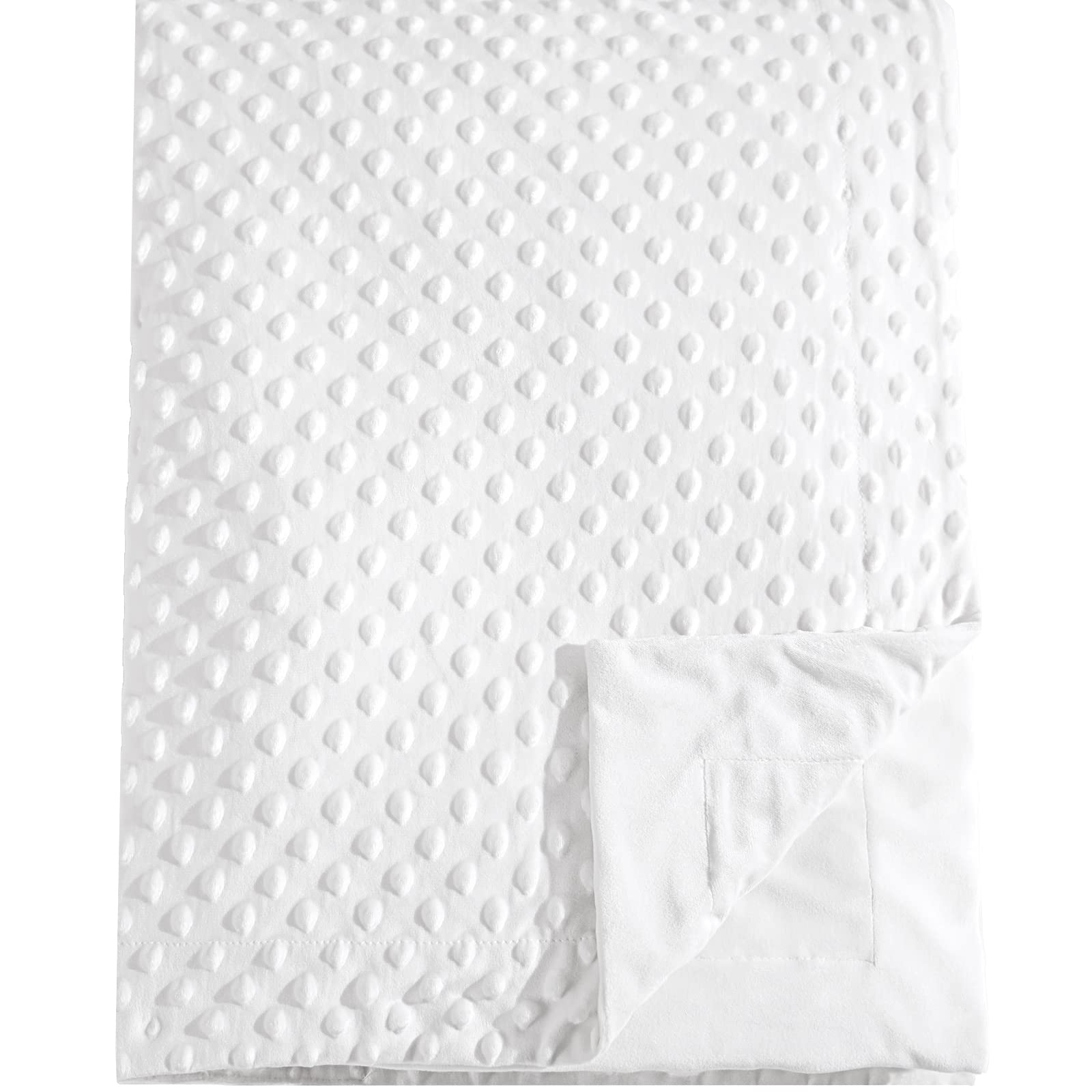 david's kids Minky Baby Blanket for Boys Girls Neutral, Soft Lightweight Micro Fleece Blanket with Double Layer, Dotted Backing, Breathable Receiving Blanket for Newborns, 30x40 Inches, White