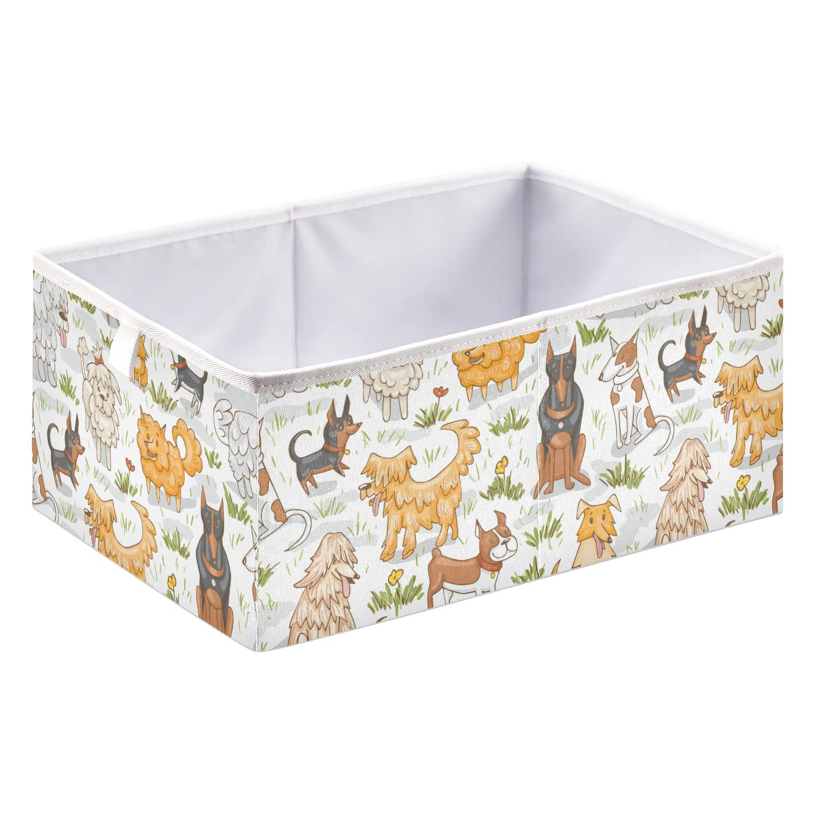 Emelivor Cute Dogs Pattern Cube Storage Bin Foldable Storage Cubes Waterproof Toy Basket for Cube Organizer Bins for Nursery Toys Kids Books Closet Shelf Office - 11.02x11.02x11.02 IN