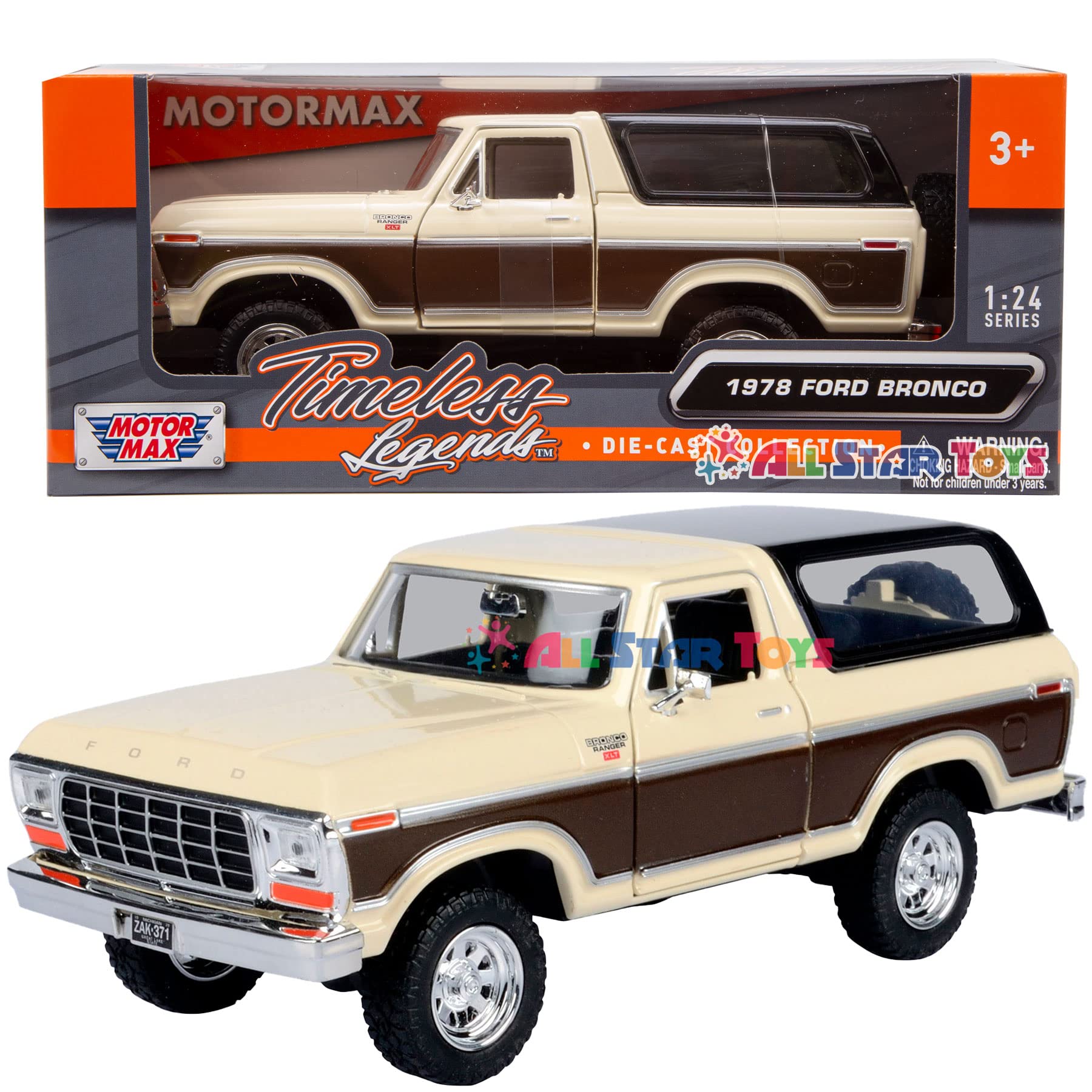 1978 Ford Bronco 1:24 Diecast Model Car SUV Motormax 79371 (Tan with Brown)