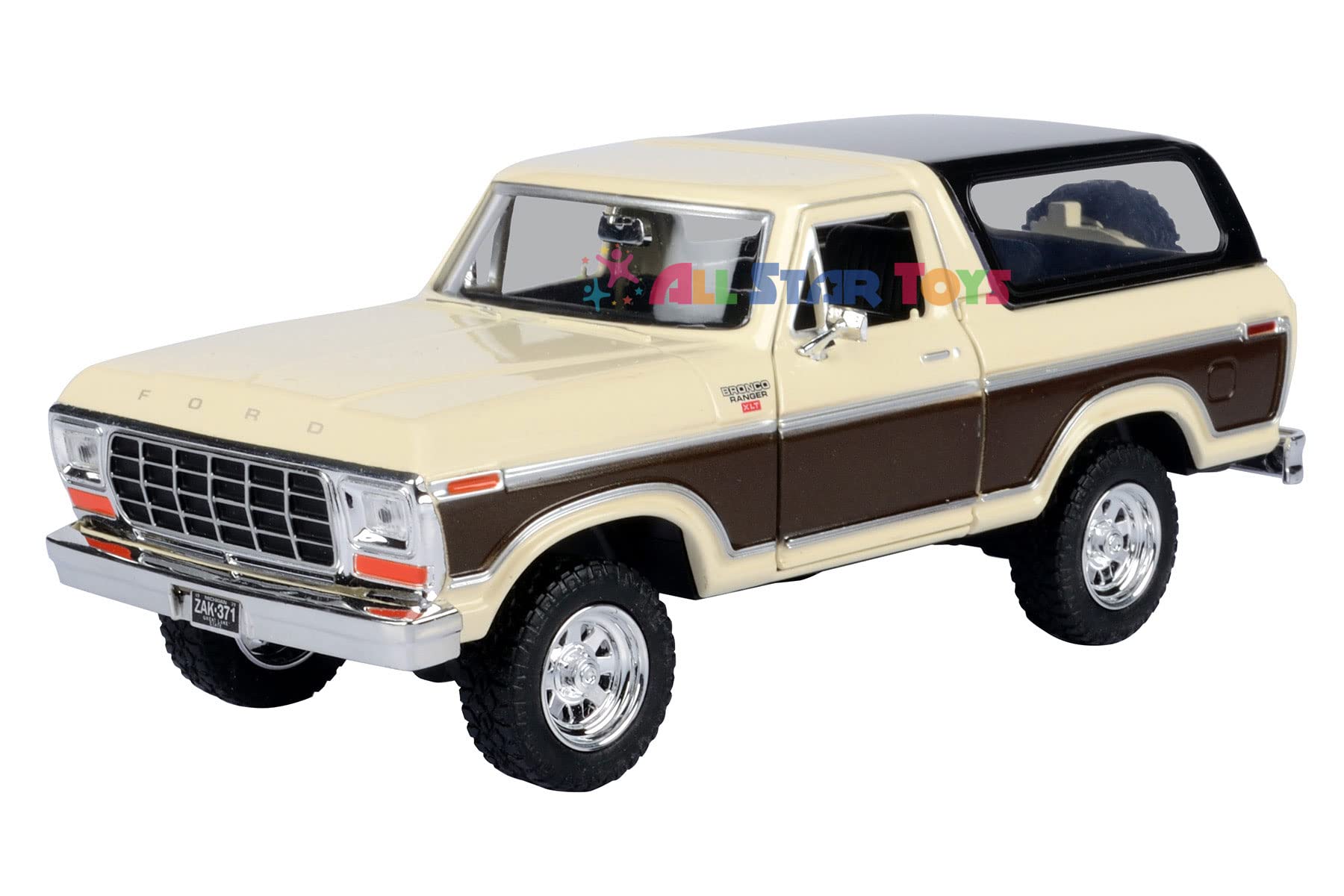 1978 Ford Bronco 1:24 Diecast Model Car SUV Motormax 79371 (Tan with Brown)