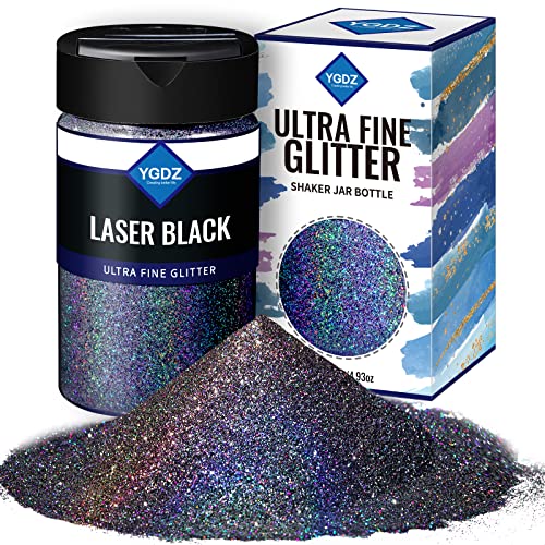 Black Glitter, YGDZ Black Fine Glitter for Crafts, Christmas Glitter 140G /4.93OZ, Festival Glitter, Body Glitter, Nail Glitter, Craft Glitter for Resin Arts Tumbler, Christmas Decor