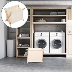 Wood Laundry Hamper Sorter Cart Folding Large Laundry Hamper Bamboo Laundry Baskets with Stand for Blankets Clothes Pillows Towels Baby Nursery Wood X- Frame Laundry Hamper