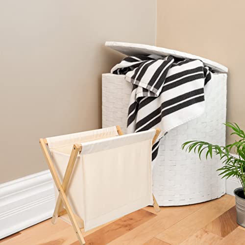 Wood Laundry Hamper Sorter Cart Folding Large Laundry Hamper Bamboo Laundry Baskets with Stand for Blankets Clothes Pillows Towels Baby Nursery Wood X- Frame Laundry Hamper