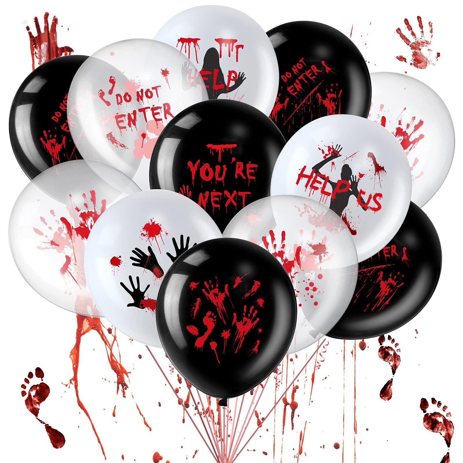 45 Pcs Scary Halloween Balloons 12 Inches Bloody Balloons Eye Blood Splatter Decorations Horror Balloons Zombie Latex Balloons for Birthday Vampire Haunted House Party Supplies (Scared Style)