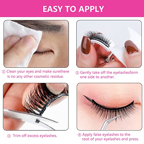 Reusable Self Adhesive Eyelashes, Reusable Adhesive Eyelashes, Self Adhesive Eyelashes Reusable Self Sticking, No Glue Eyelashes, False Eyelashes Natural Look(2-Pairs)