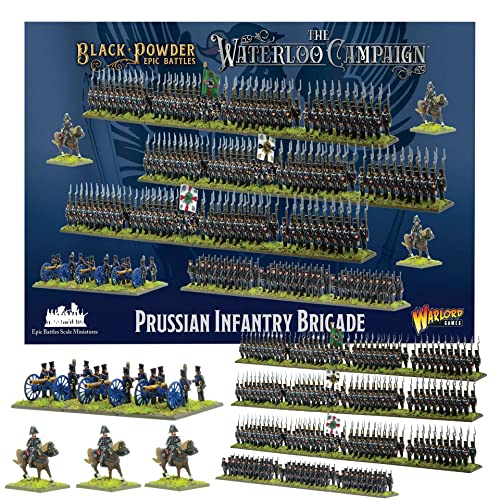 Wargames Delivered Black Powder War Epic Battles Waterloo Prussian Infantry Brigade, Revolutionary War Tabletop Toy Soldiers for Miniature Wargaming, and Model War by Warlord Games