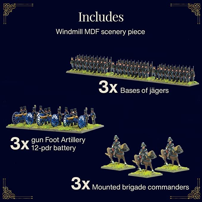 Wargames Delivered Black Powder War Epic Battles Waterloo Prussian Infantry Brigade, Revolutionary War Tabletop Toy Soldiers for Miniature Wargaming, and Model War by Warlord Games