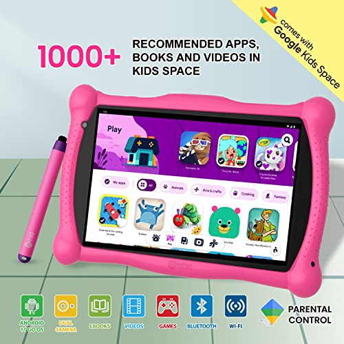 Contixo Kids Tablet V10, 7-inch HD, ages 3-7, Toddler Tablet with Camera, Parental Control -16GB, WiFi, Learning Tablet for Children with Teacher's Approved Apps, Google Kids Space & Stylus (Hot Pink)