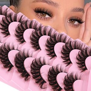 jimire mink lashes fluffy cat eye lashes wispy 6d volume false eyelashes that look like extensions thick soft curly fake lashes 7 pairs pack