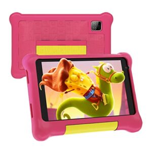 fancyday kids tablet, 7 inch tablet for kids with parental control, kidoz installed, 2gb ram+32gb rom android 12 system, dual camera, toddler tablet with protective case (pink)