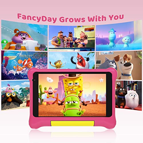 FancyDay Kids Tablet, 7 inch Tablet for Kids with Parental Control, Kidoz Installed, 2GB RAM+32GB ROM Android 12 System, Dual Camera, Toddler Tablet with Protective Case (Pink)