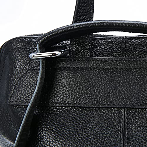 HESHE Leather Backpack Designer Purse for Women Fashion Ladies Travel College Shoulder Bag (Black-Top Grain Leather-T014)