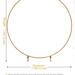 YALLOVE Round Balloon Arch Kit, 7.2 Feet Balloon Hoop Stand, Gold Metal Balloon Circle Frame, Big Size Backdrop Stand for Birthday, Wedding, Baby Shower, Grad Party Decoration