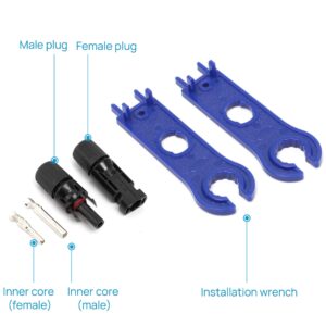 24 Pcs Solar Connector with Spanners 12 Pairs Waterproof Solar Panel Connector Male/Female 10AWG Replacement