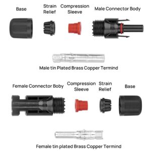 24 Pcs Solar Connector with Spanners 12 Pairs Waterproof Solar Panel Connector Male/Female 10AWG Replacement