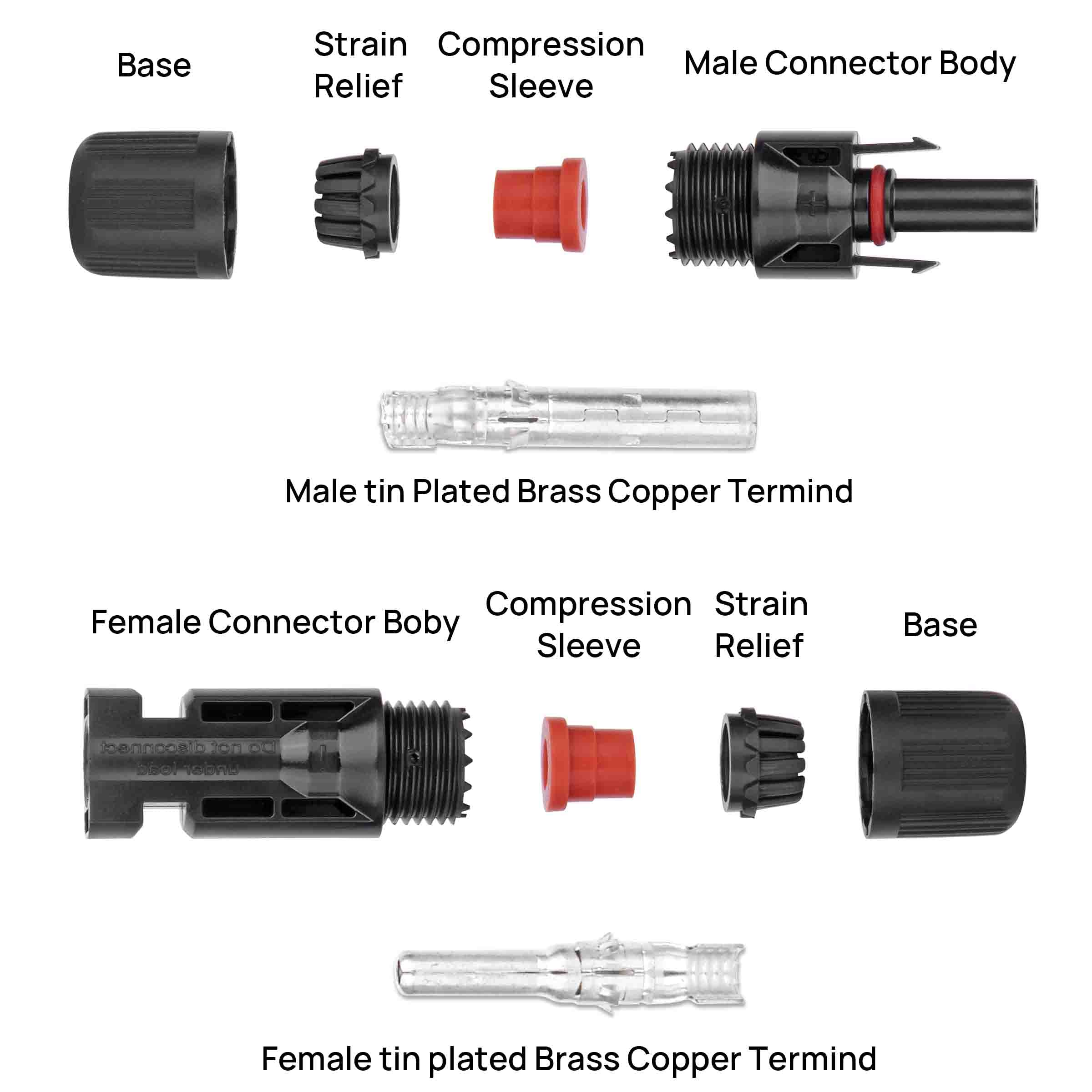 24 Pcs Solar Connector with Spanners 12 Pairs Waterproof Solar Panel Connector Male/Female 10AWG Replacement