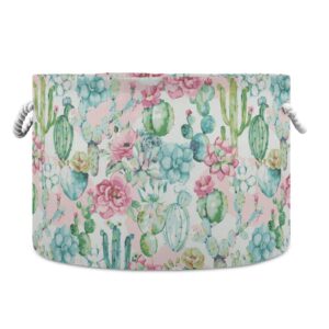 cactus cotton rope basket floral baby laundry basket for blankets toys storage basket bins box organizer basket