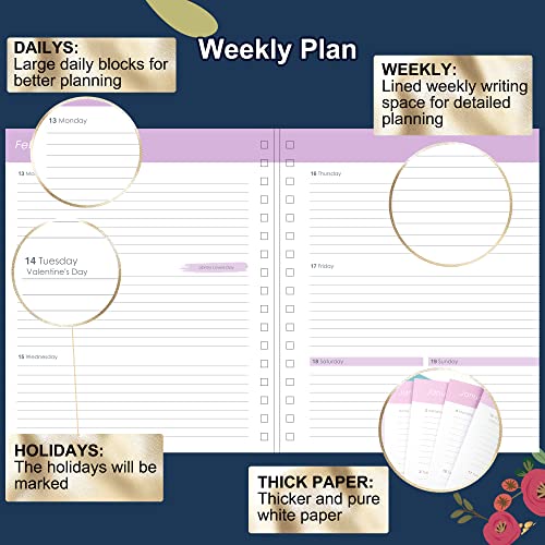 2023 Planner - Weekly & Monthly Planner 2023 with Stickers, Dated Jan 2023 - Dec 2023, 8.9" x 9.3", 12 Month Hardcover Planner for Women, Daily Spiral Agenda with Tabs, Laminated Dividers, Flower