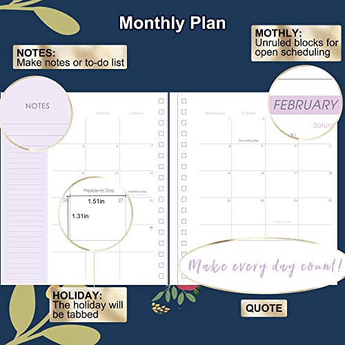 2023 Planner - Weekly & Monthly Planner 2023 with Stickers, Dated Jan 2023 - Dec 2023, 8.9" x 9.3", 12 Month Hardcover Planner for Women, Daily Spiral Agenda with Tabs, Laminated Dividers, Flower